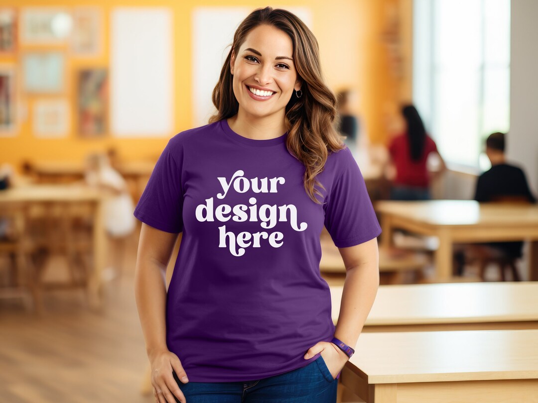 Royal Purple Bella Canvas 3001 T-shirt Mockup for Teachers | School ...