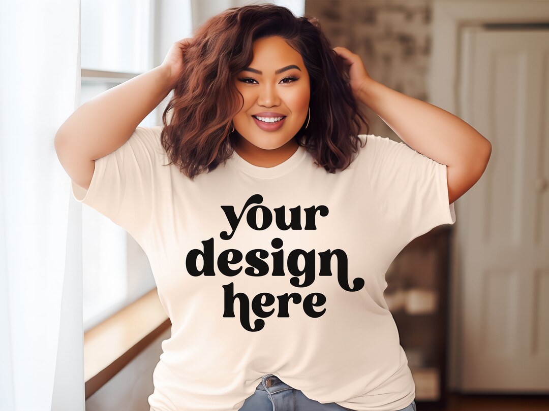 Plus Size Comfort Colors 1717 Ivory T-shirt Mockup | Lifestyle ...
