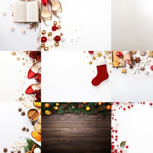 Christmas Flat Lay Background Mockup Bundle | Christmas Digital Paper ...