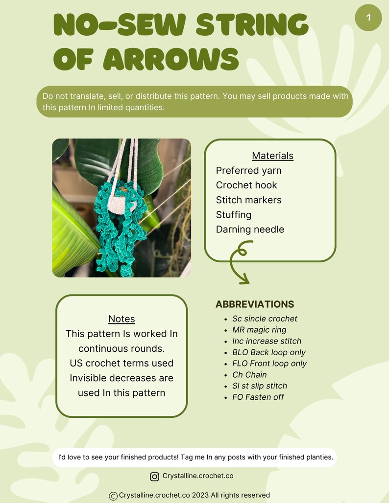 PDF PATTERN ONLY - No Sew String of Arrows Hanging Plant Crochet ...