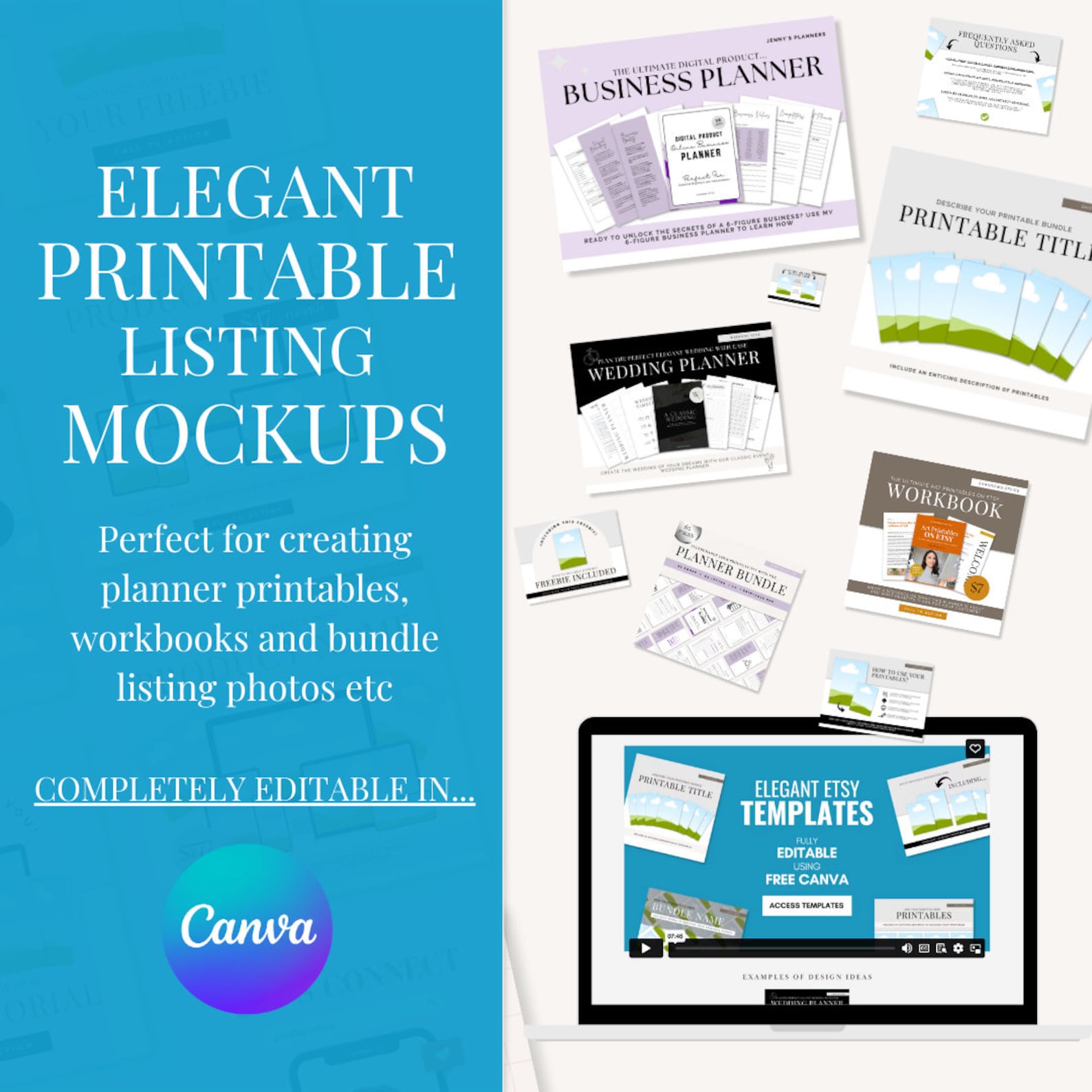 Square Etsy Mockup | Printable Mockup |printable Bundle Mockup | Canva ...