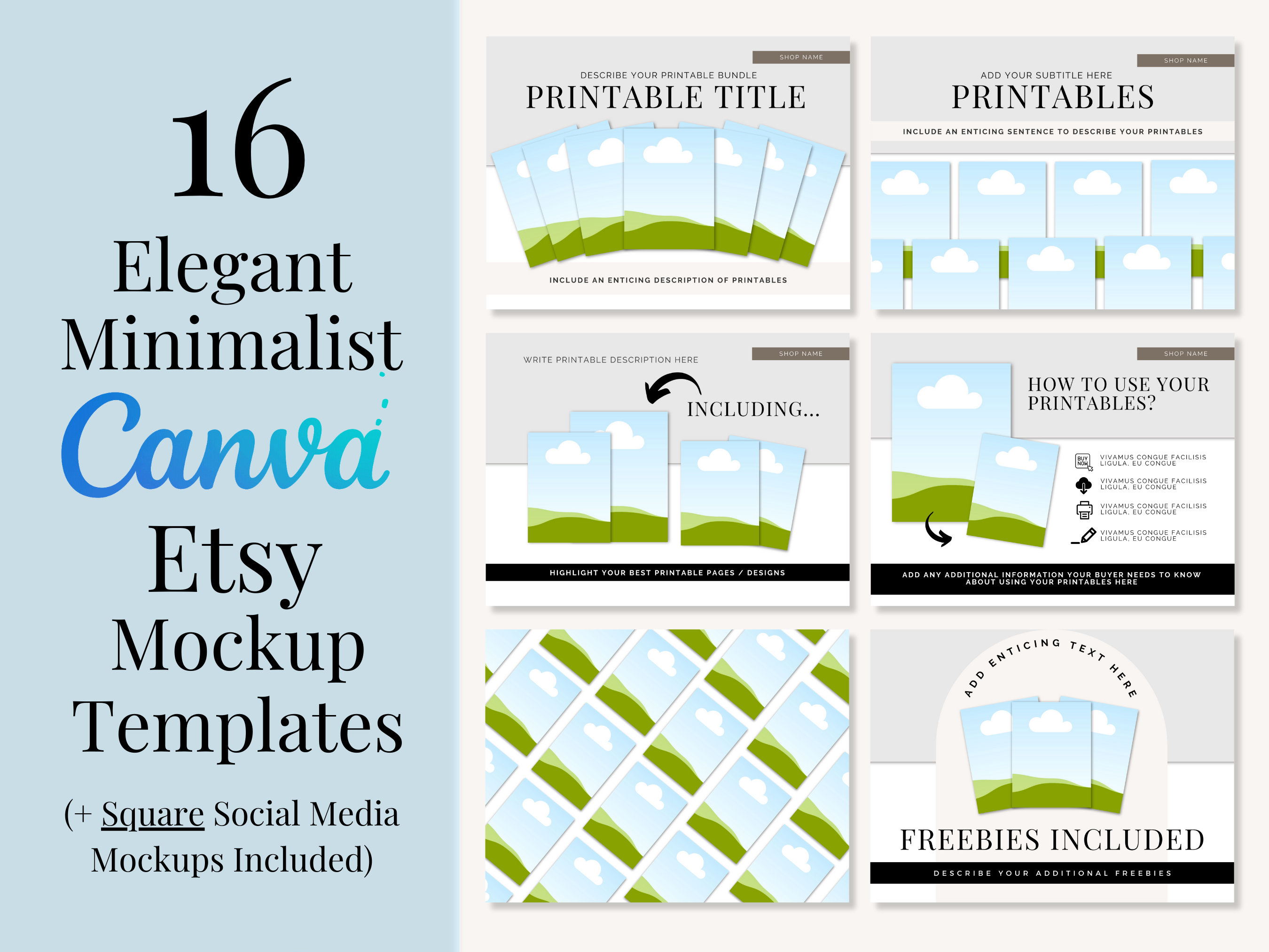 Square Etsy Mockup | Printable Mockup |printable Bundle Mockup | Canva ...