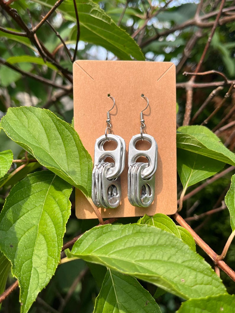 Eco-friendly Upcycled Soda Can Tab Earrings, Handmade Statement Jewelry ...