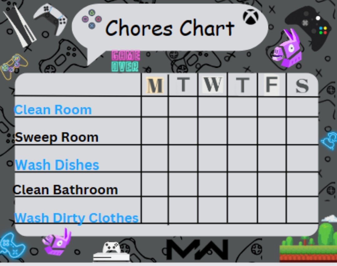 Custom Design Boys Chore Chart Template - Etsy