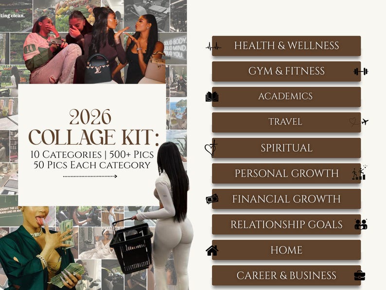 2026 Vision Board Collage Kit, Digital Download, Printable Mood Board ...