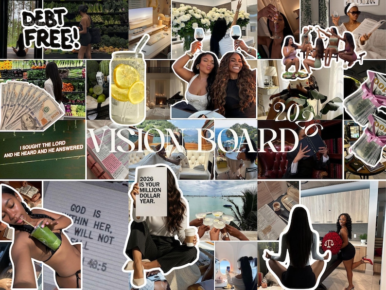 2026 Vision Board Collage Kit, Digital Download, Printable Mood Board ...