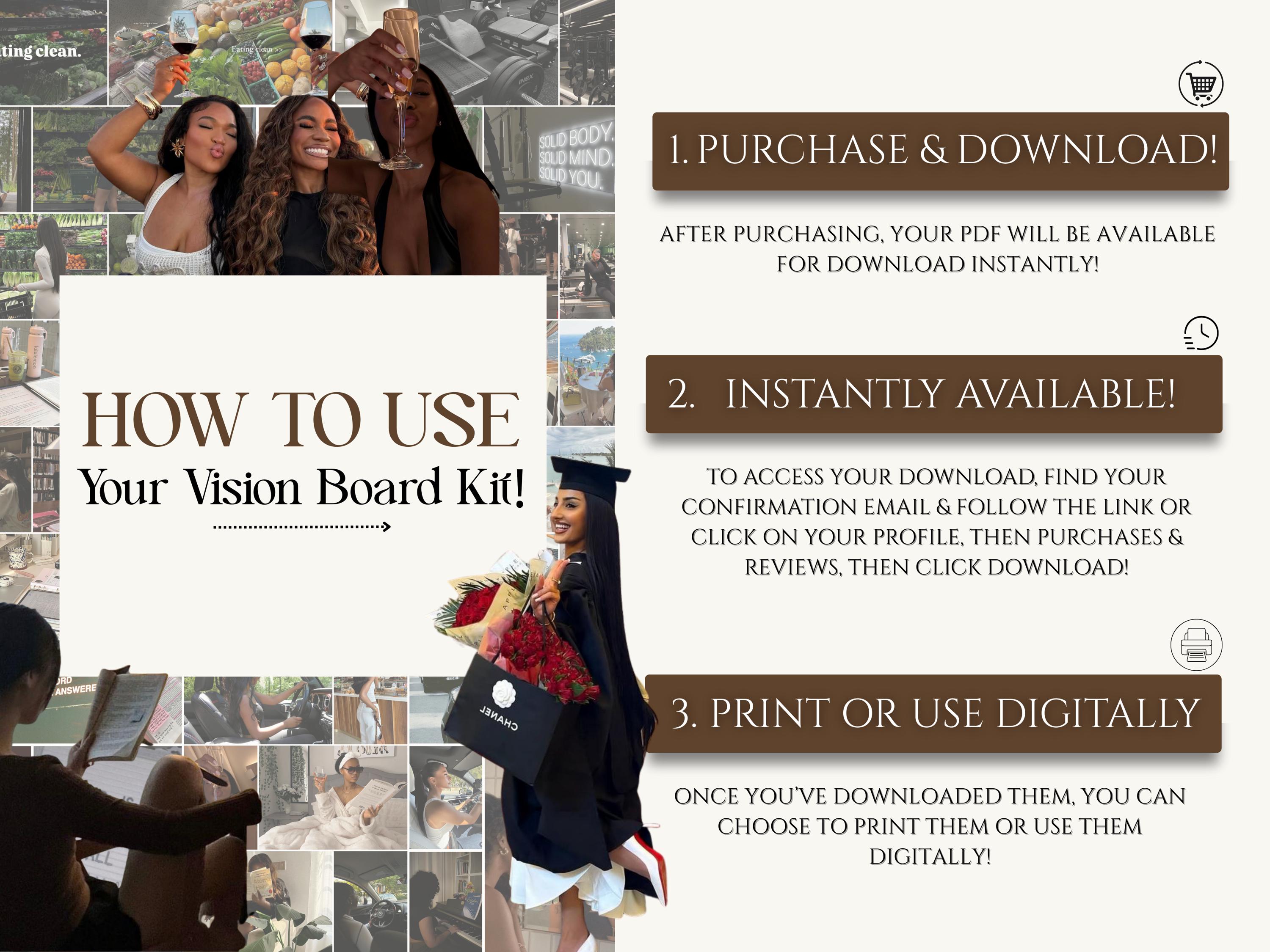 2026 Vision Board Collage Kit, Digital Download, Printable Mood Board ...
