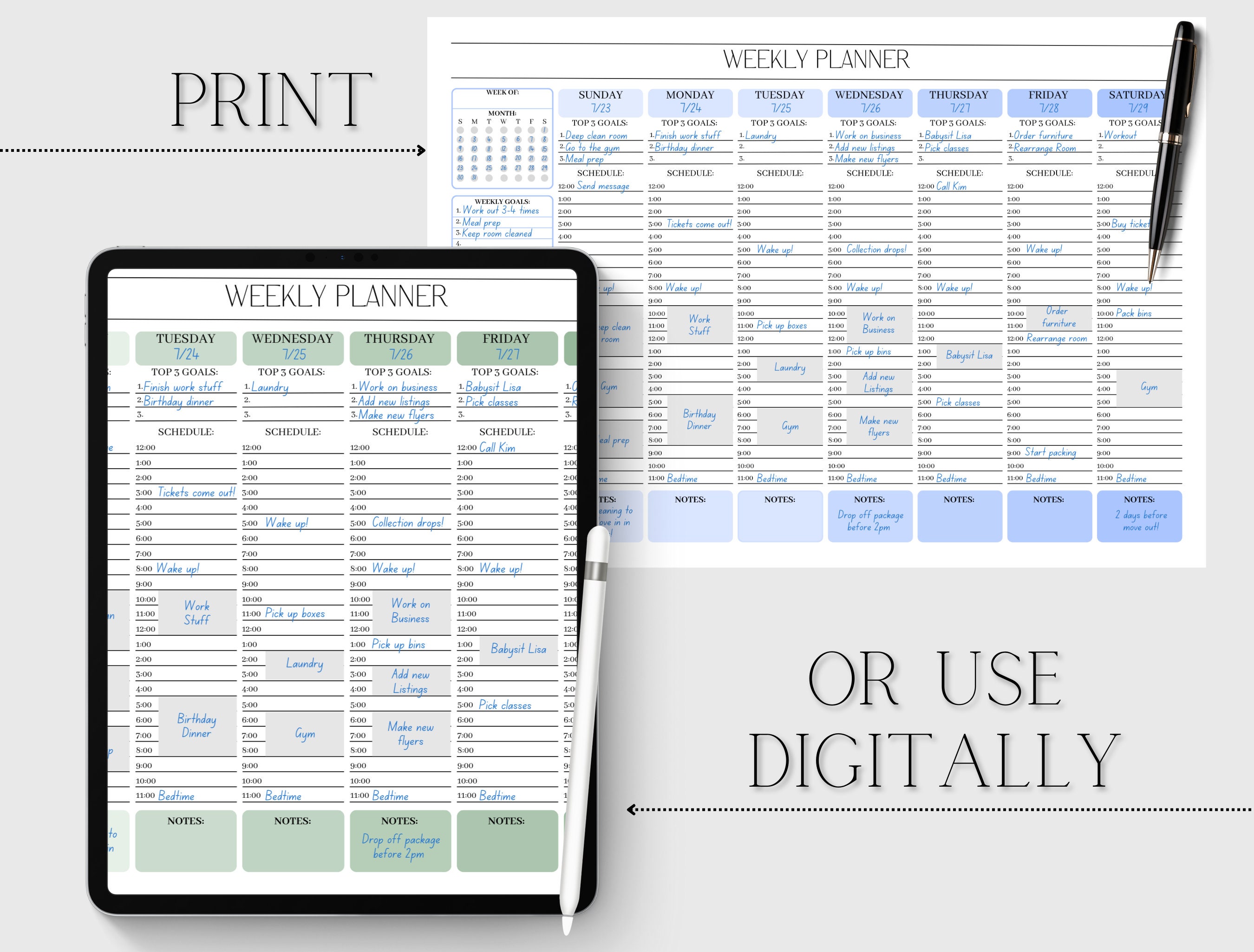 Weekly Hourly Planner, ADHD Colorful EDITABLE Weekly Schedule, Undated ...