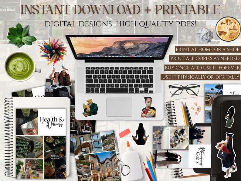 2026 Vision Board Collage Kit, Digital Download, Printable Mood Board ...
