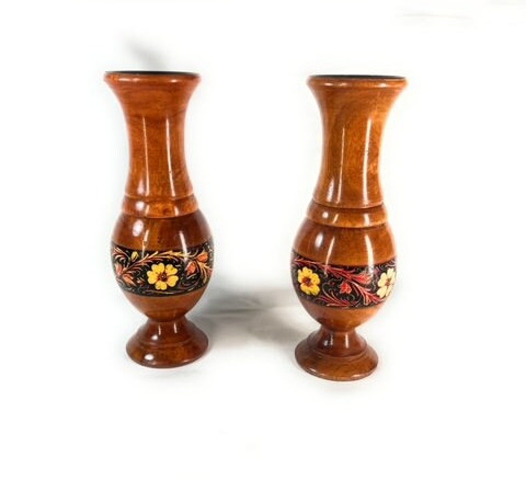 Tall Wooden Vase: Artistic Floral Decor Perfect for Centerpieces and ...