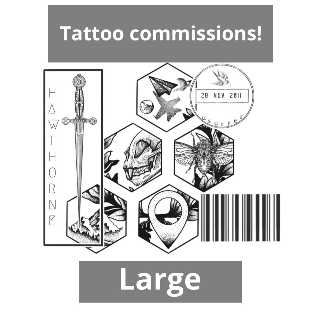 Custom Large Tattoo Commissions, Line Art/stippling Tattoo Designs - Etsy