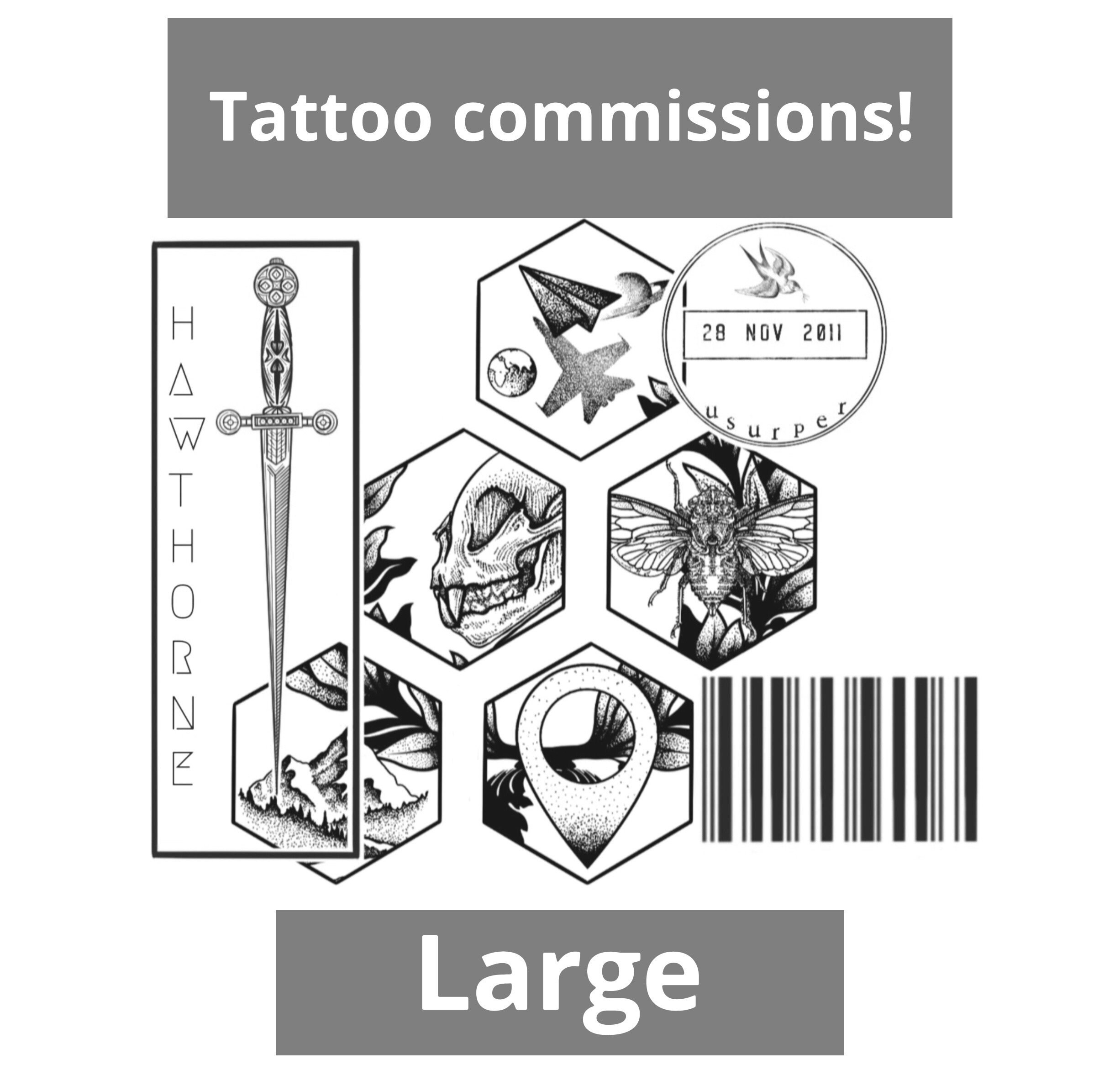 Custom Large Tattoo Commissions, Line Art/stippling Tattoo Designs - Etsy