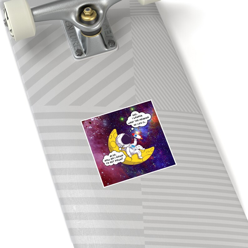 Square Sticker, Funny Astronaut Cartoon Stickers, Vinyl Spaceman Decal ...