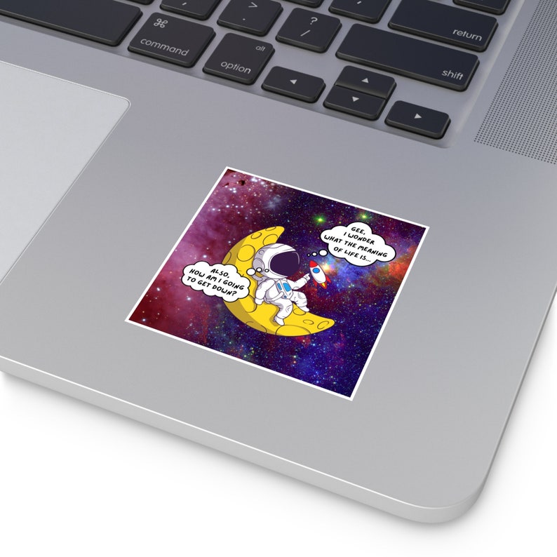 Square Sticker, Funny Astronaut Cartoon Stickers, Vinyl Spaceman Decal ...
