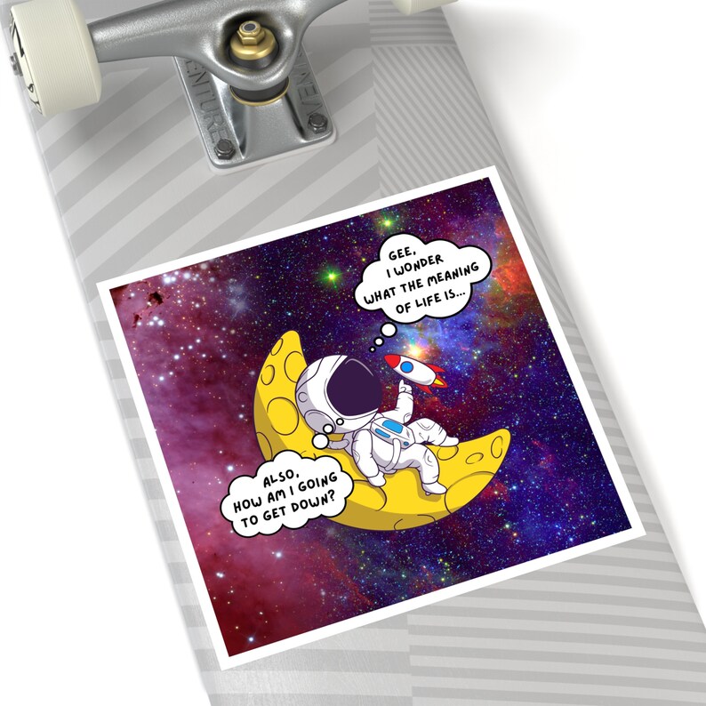 Square Sticker, Funny Astronaut Cartoon Stickers, Vinyl Spaceman Decal ...