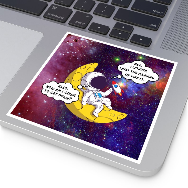 Square Sticker, Funny Astronaut Cartoon Stickers, Vinyl Spaceman Decal ...
