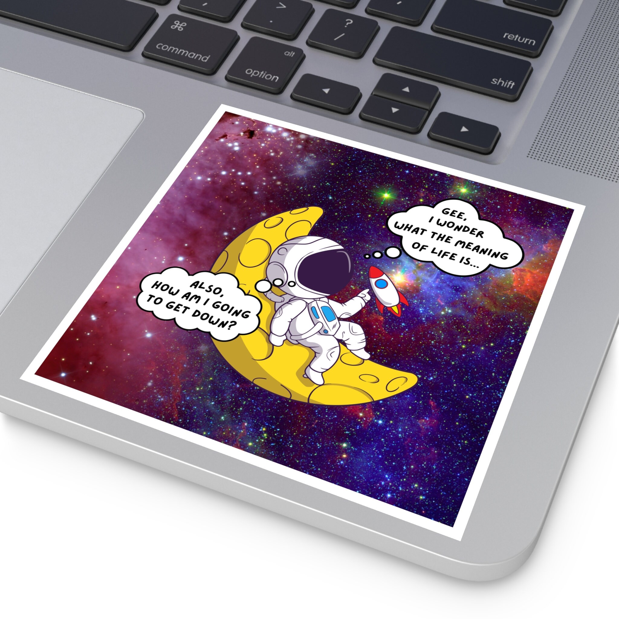 Square Sticker, Funny Astronaut Cartoon Stickers, Vinyl Spaceman Decal ...