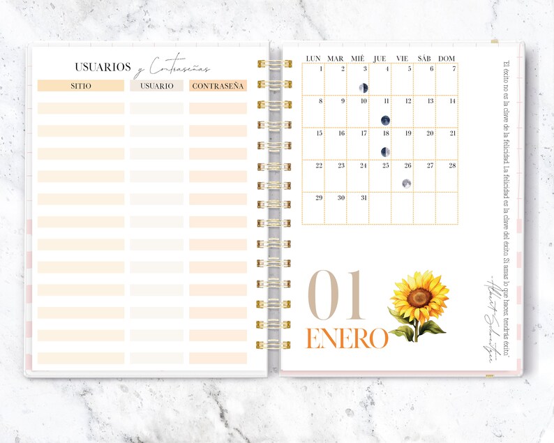 Floral Agenda 2024 Daily Planner in Spanish, Printable With Schedule - Etsy