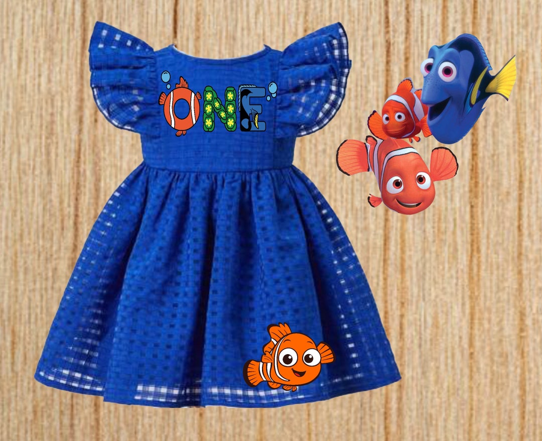 Baby Girls FINDING NEMO Dress Royal Blue NEMO Dory 1st Birthday One ...
