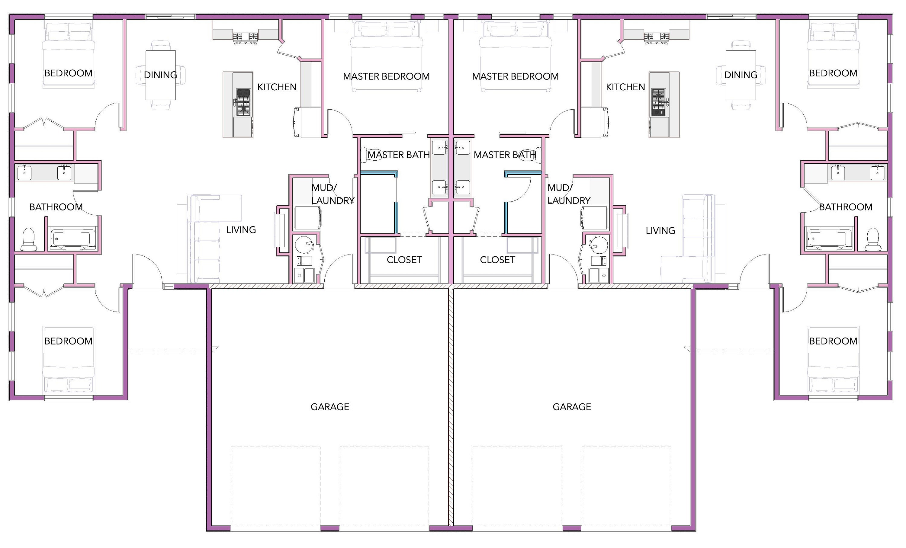 Duplex House Plans ~ Multi-family Home Plans ~ Rental House Plans ...
