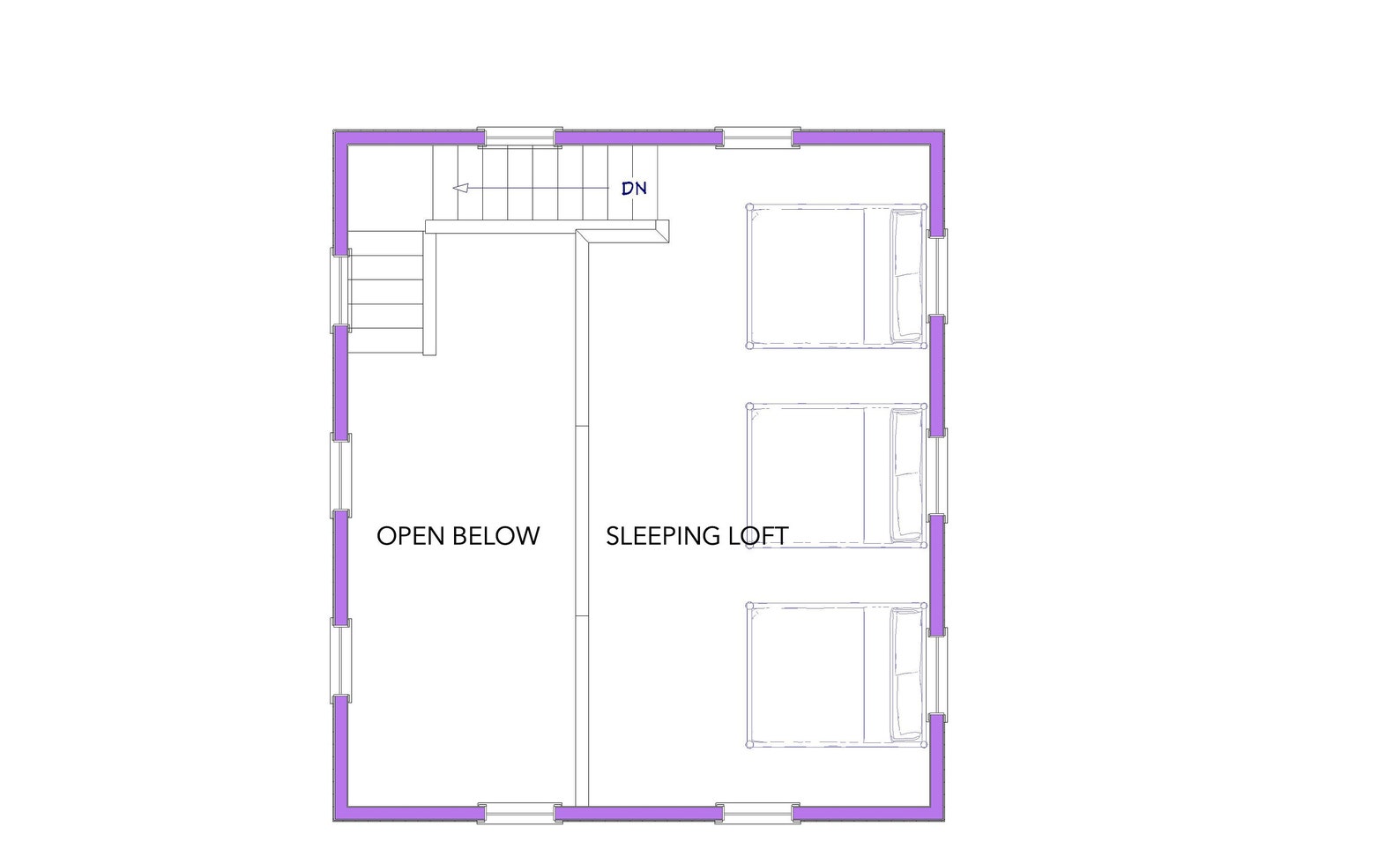 Cabin House Plans ~ Open Loft Plans ~ 3 Bed Loft ~ 1 Bathroom House ...