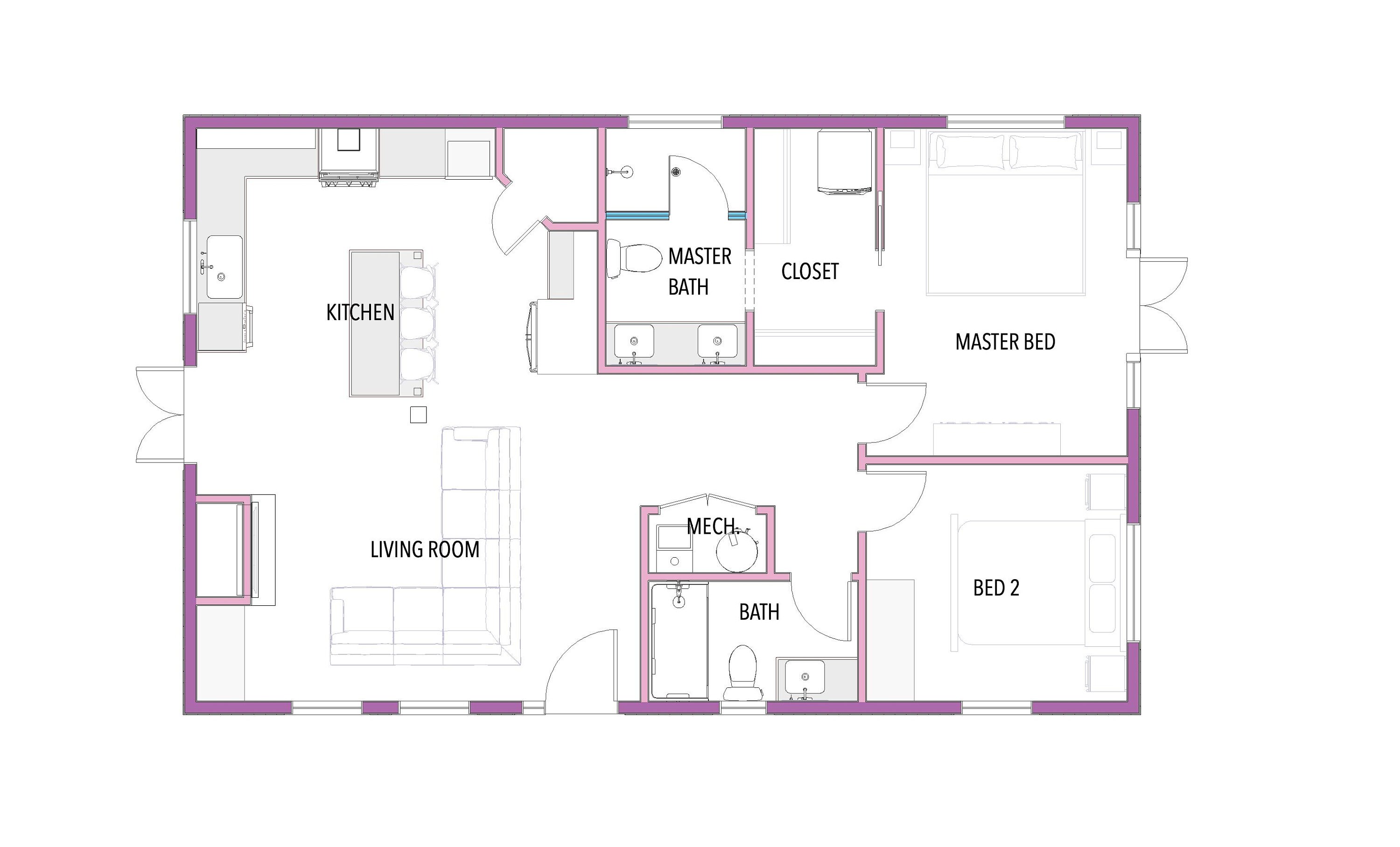Small House Blueprints ~ Big Kitchen Plans ~ Open Living Space Homes ...