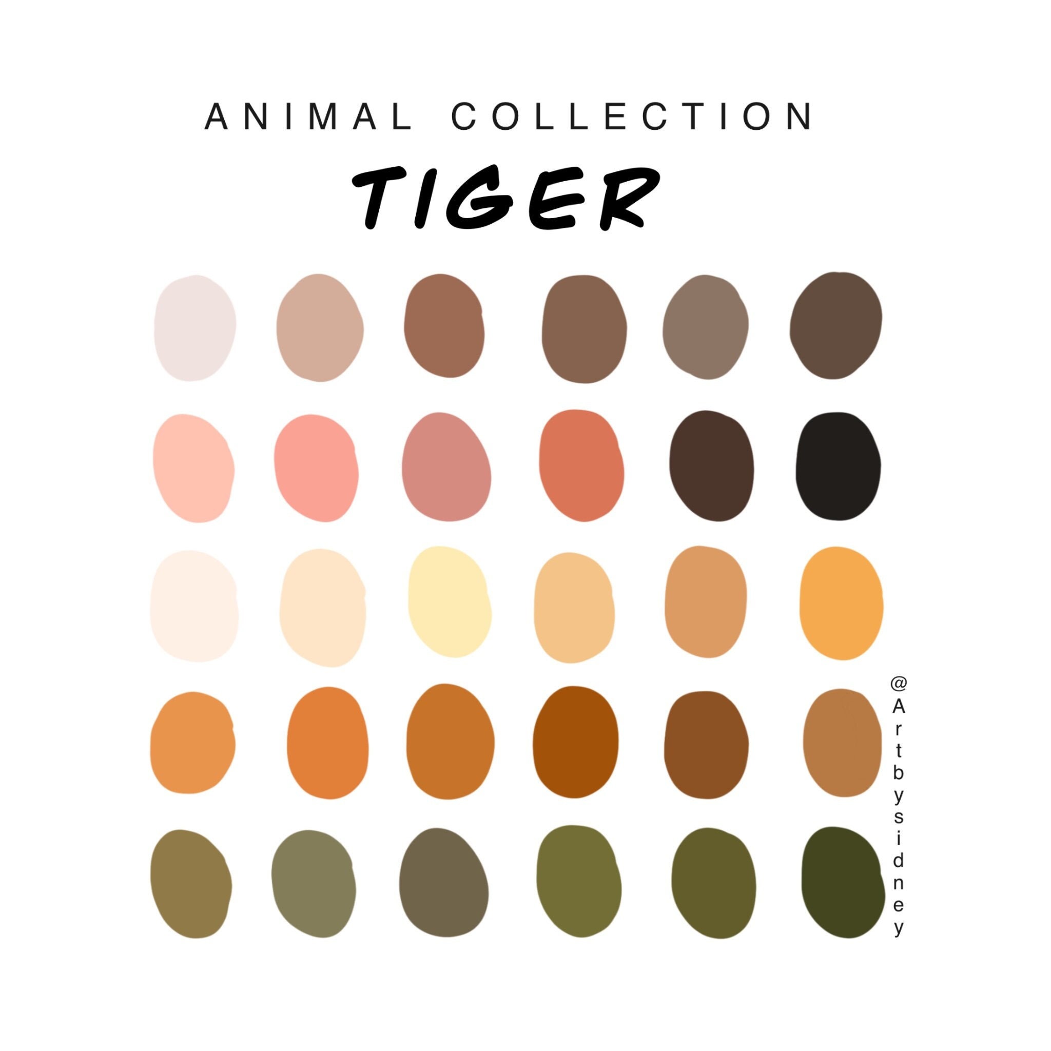 Procreate Color Palette Animal Collection Tiger Digital Art - Etsy