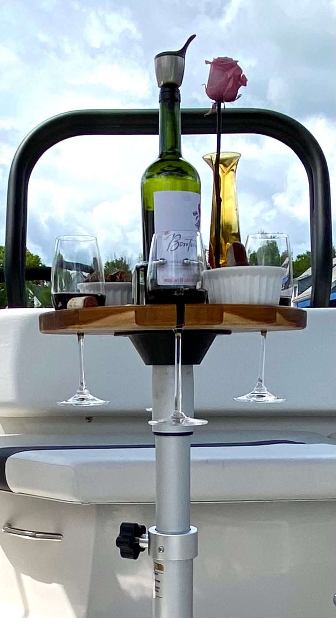 Teak, Round Boat Table Top for Drinks, Beverages and Snacks - Drink ...