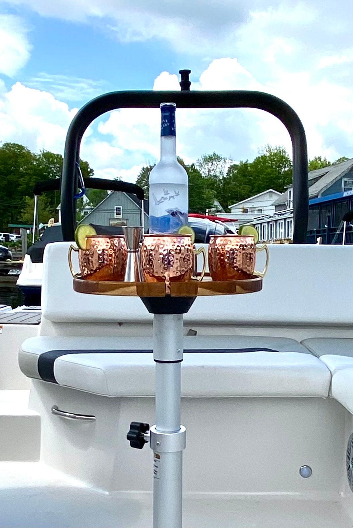 Teak, Round Boat Table Top for Drinks, Beverages and Snacks - Drink ...