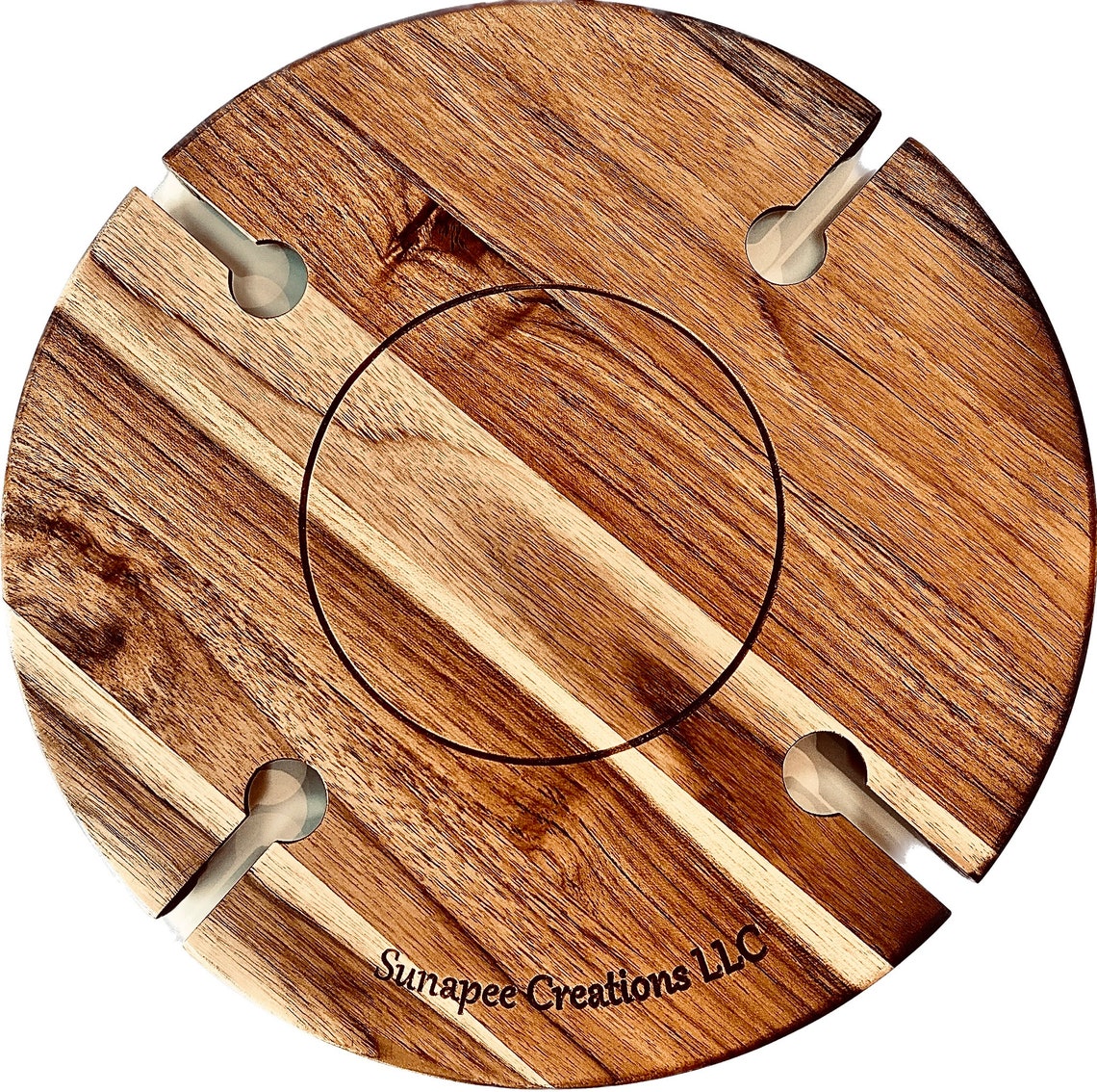 Teak, Round Boat Table Top for Drinks, Beverages and Snacks - Drink ...