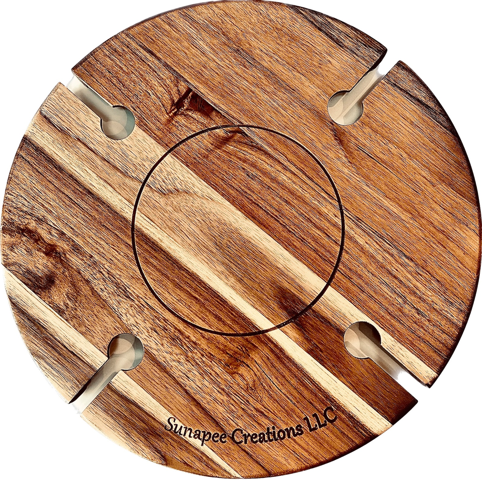 Teak, Round Boat Table Top for Drinks, Beverages and Snacks - Drink ...