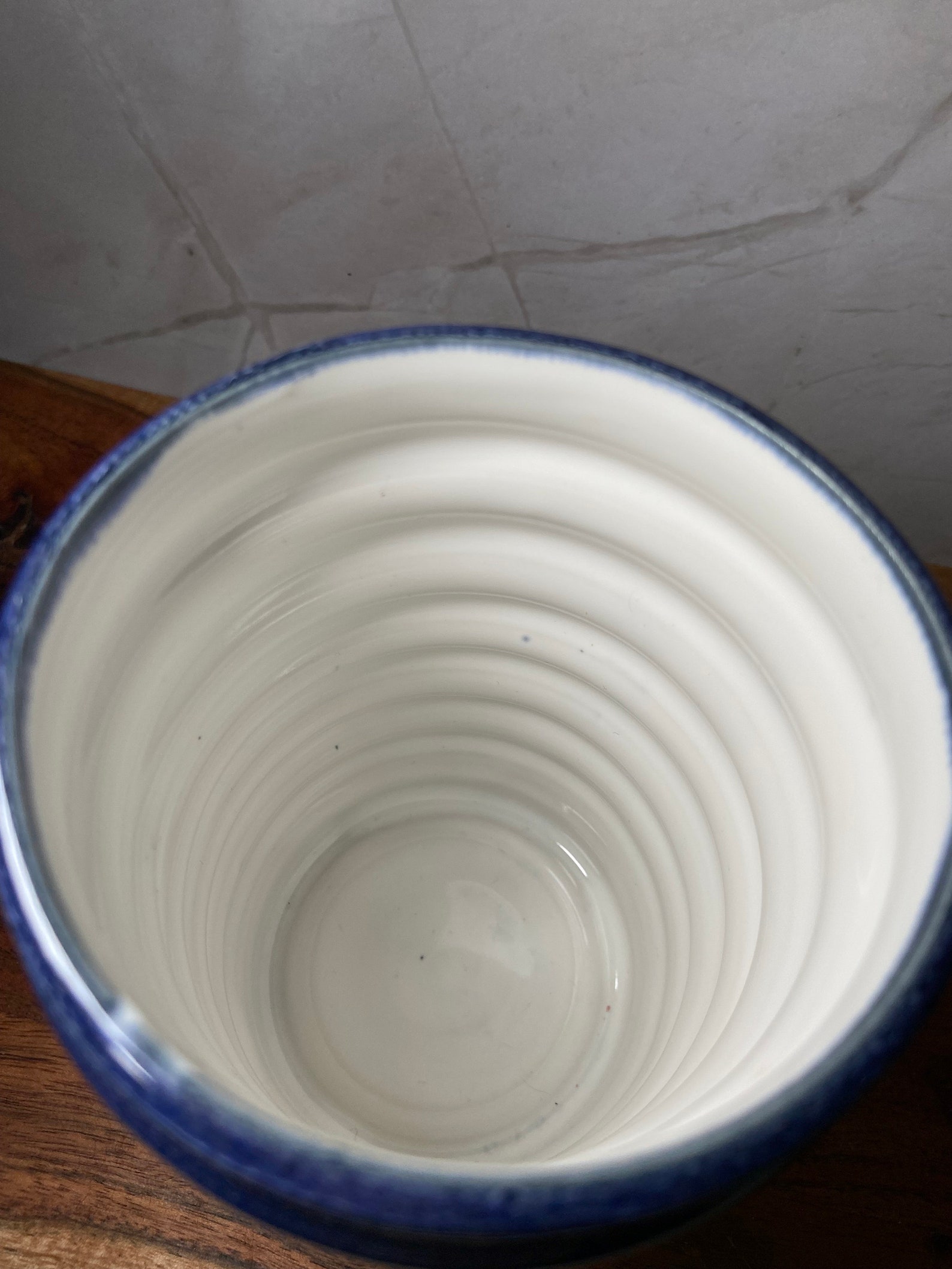 Handmade Ceramic Bubble Vase: Navy Blue Indigo White Ocean Wave Flow ...