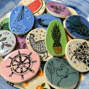Handmade Ceramic Magnets - Mystery Selection Grab Bag Get What You Get ...