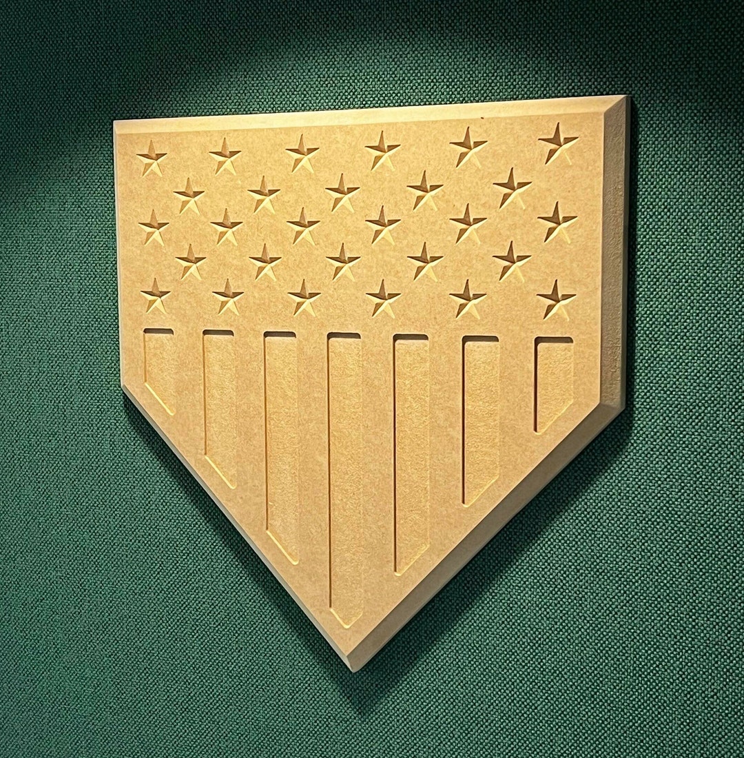 Home Plate Flag Plaque, Home Base Plaque, American Flag, Stars and ...