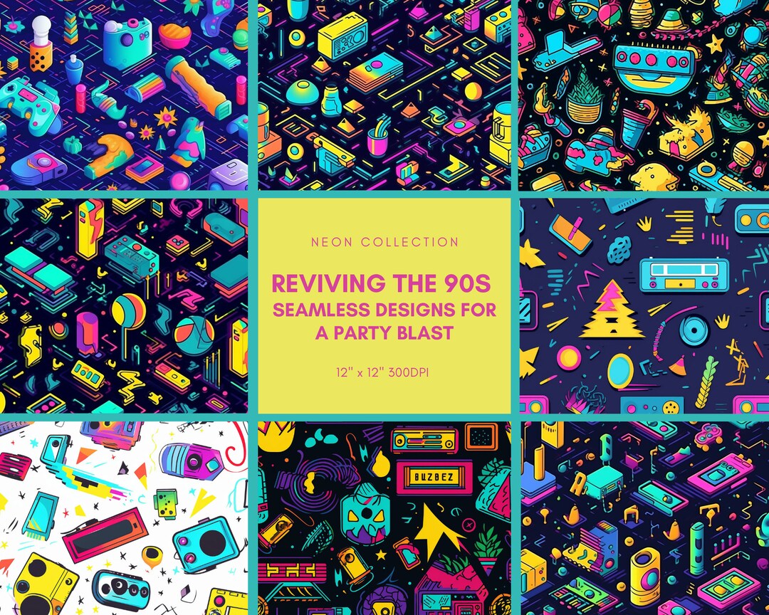 Reviving the 90s: Seamless Designs for a Party Blast | Digital Seamless ...