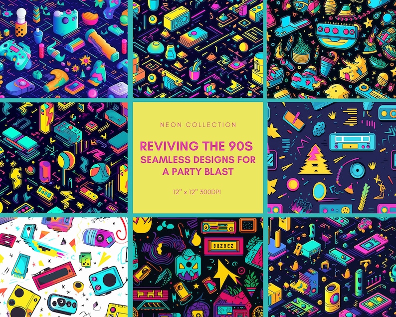 Reviving the 90s: Seamless Designs for a Party Blast | Digital Seamless ...