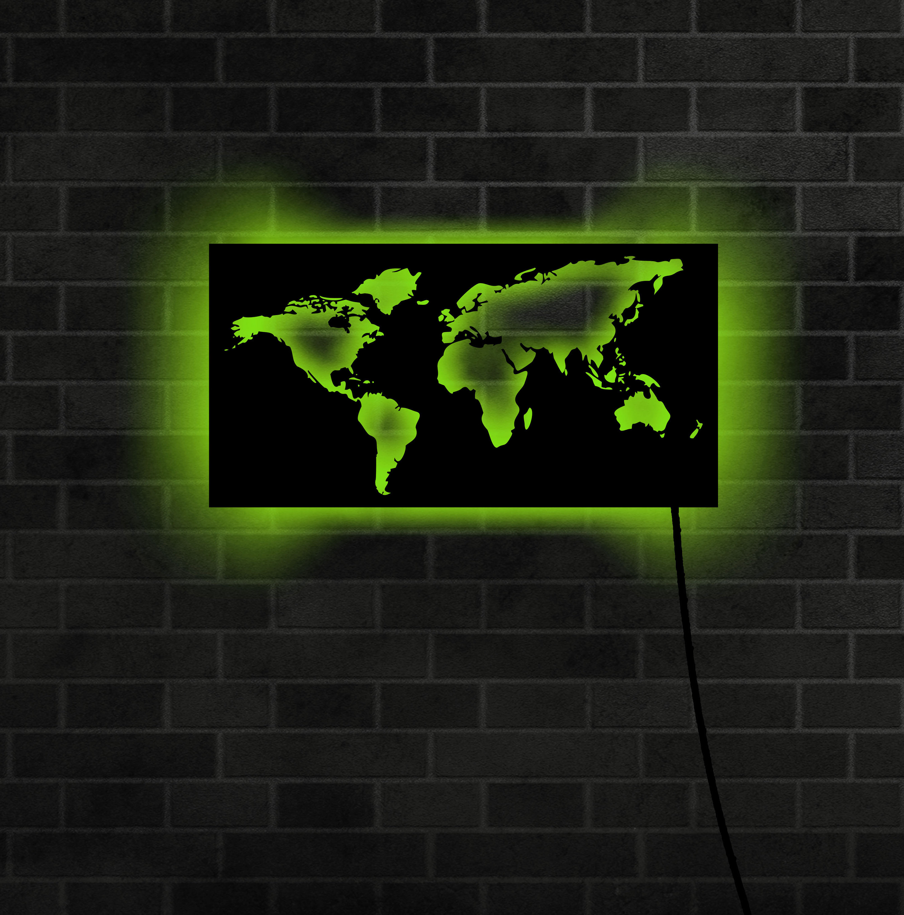 World Map Wooden Wall Art With Led Lights, World Map Wooden Wall Decor ...