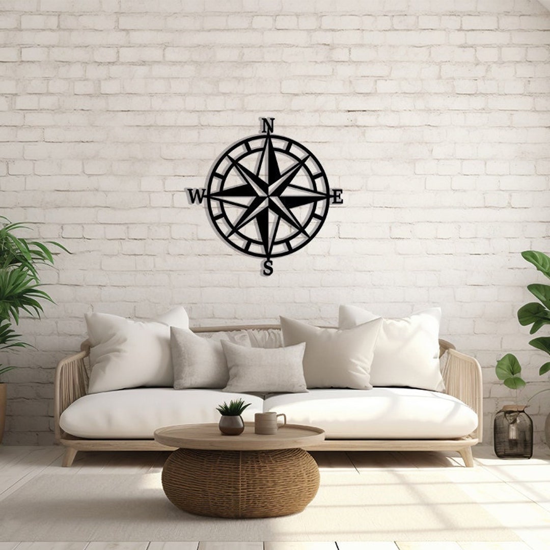 Compass Metal Wall Art , Bedroom and Livingroom Wall Decor, Compass ...