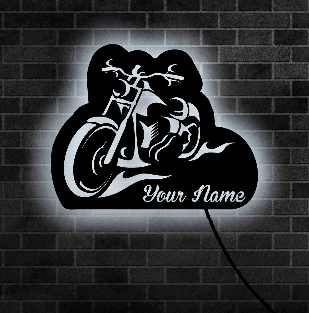 Motorcycles Wall Art With Led Lights, Neon Sign, Personalized ...