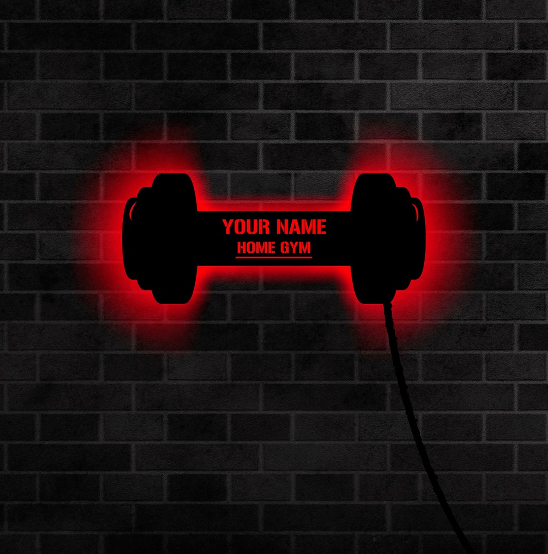 Letrero con mancuernas, letrero personalizado de gimnasio en casa ...