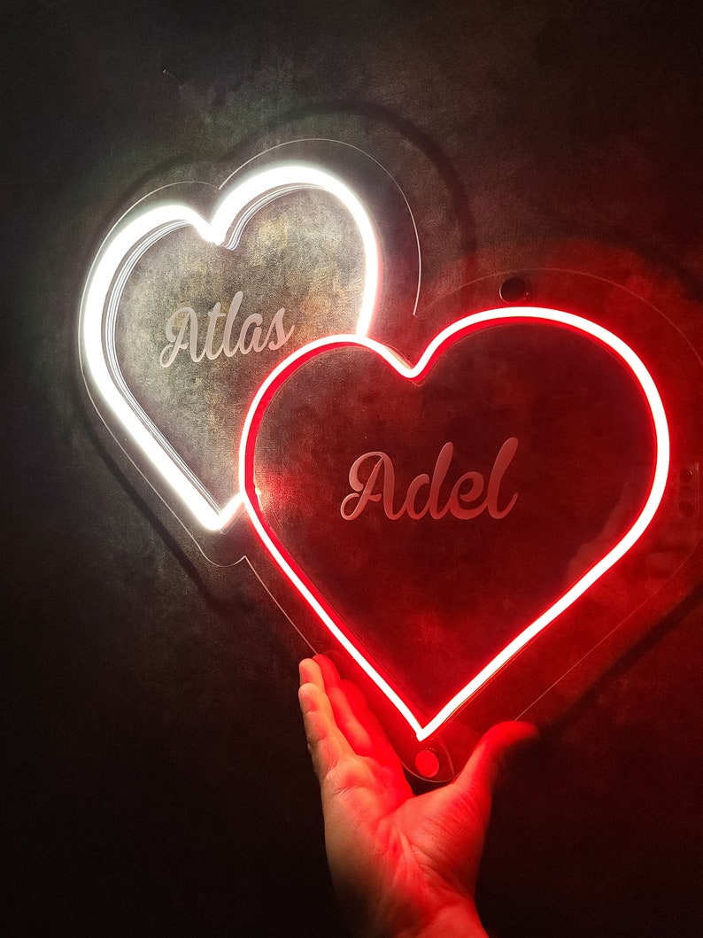 Sweethearts Neon Sign, Custom Neon Sign, Personalized Hearts Neon Sign ...