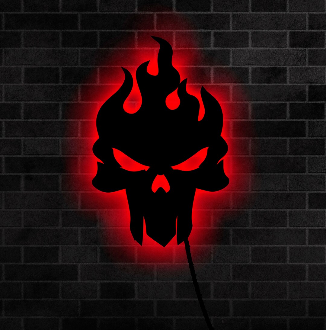 Skull Led Neon Sign Wall Decor, Custom Led Sign, Skull Decor for Game ...