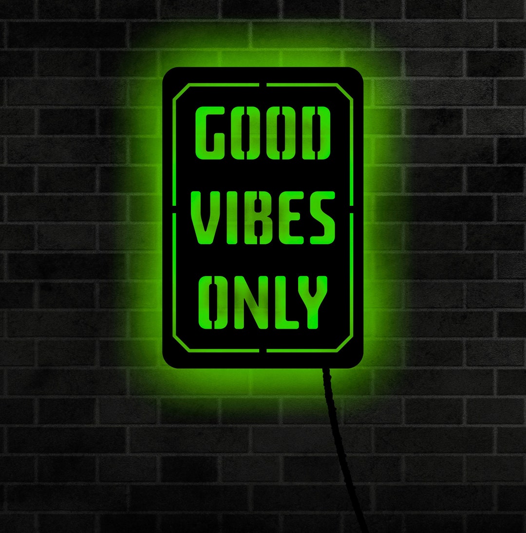 Good Vibes Only Led Neon Sign, Good Vibes Wood Wall Decor, Positive ...