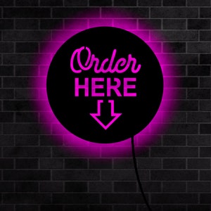 Order Here LED Sign: Custom Neon Light, Business Decor - Etsy
