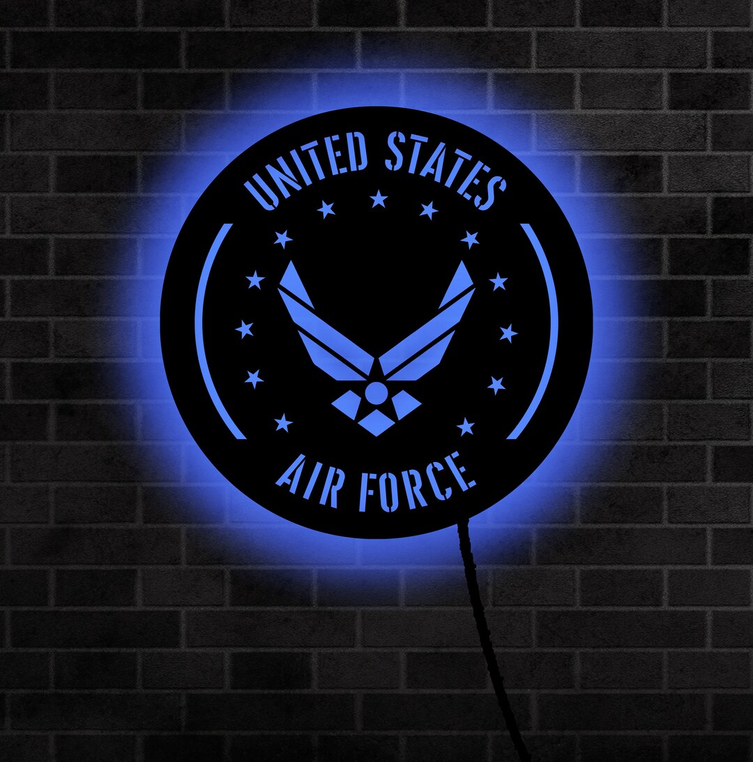 Air Force Emblem LED Sign: Wood Carved Wall Decor - Etsy