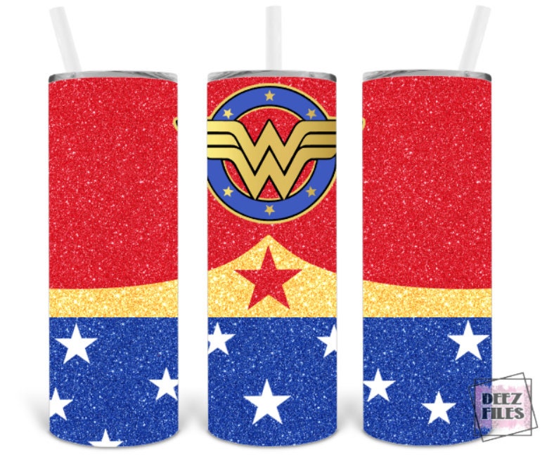 Digital File Wonder Woman Glitter Tumbler Wrap Straight and Taper PNG ...