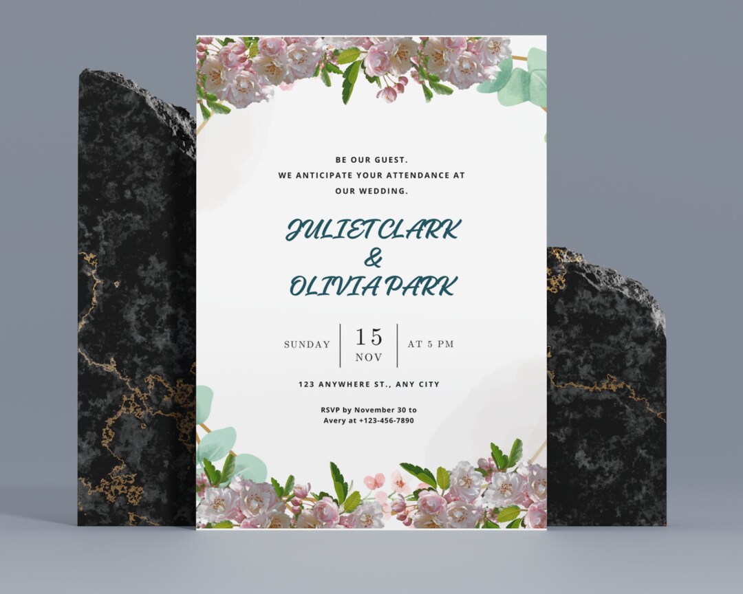 Printable Wedding Invitation Template, Printable Editable Wedding ...