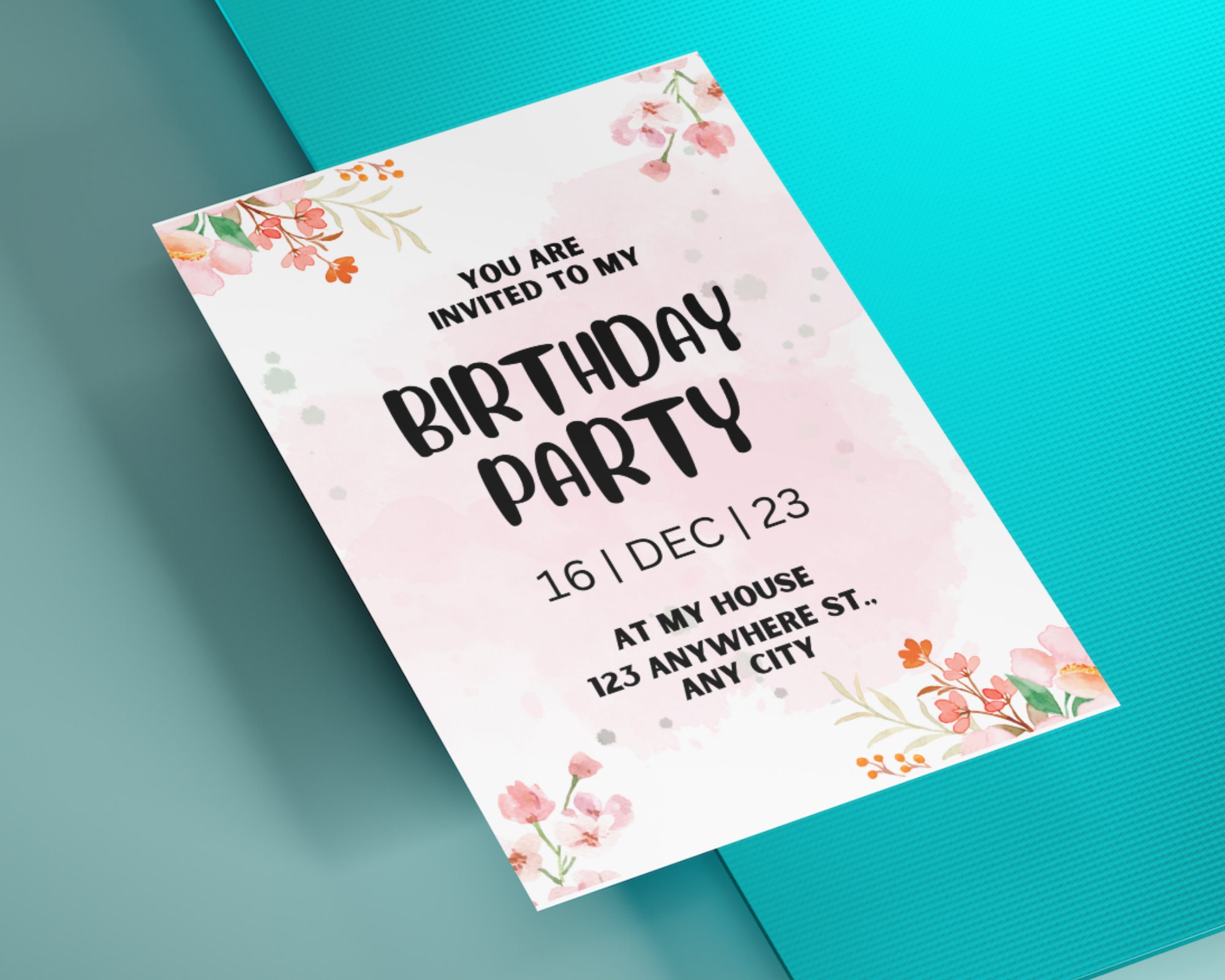 Editable Birthday Invitation, Template Invitation, Modern Birthday ...