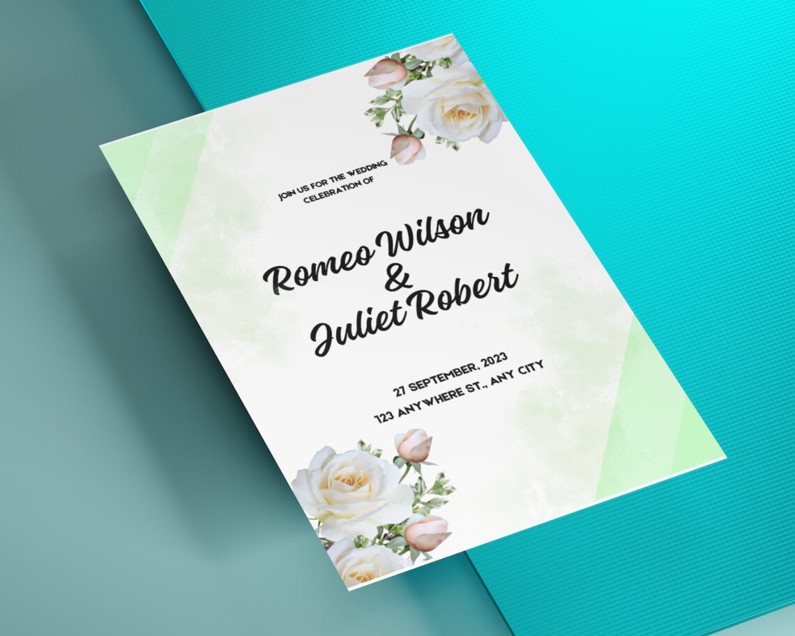 Printable Wedding Invitation Template, Printable Editable Wedding ...