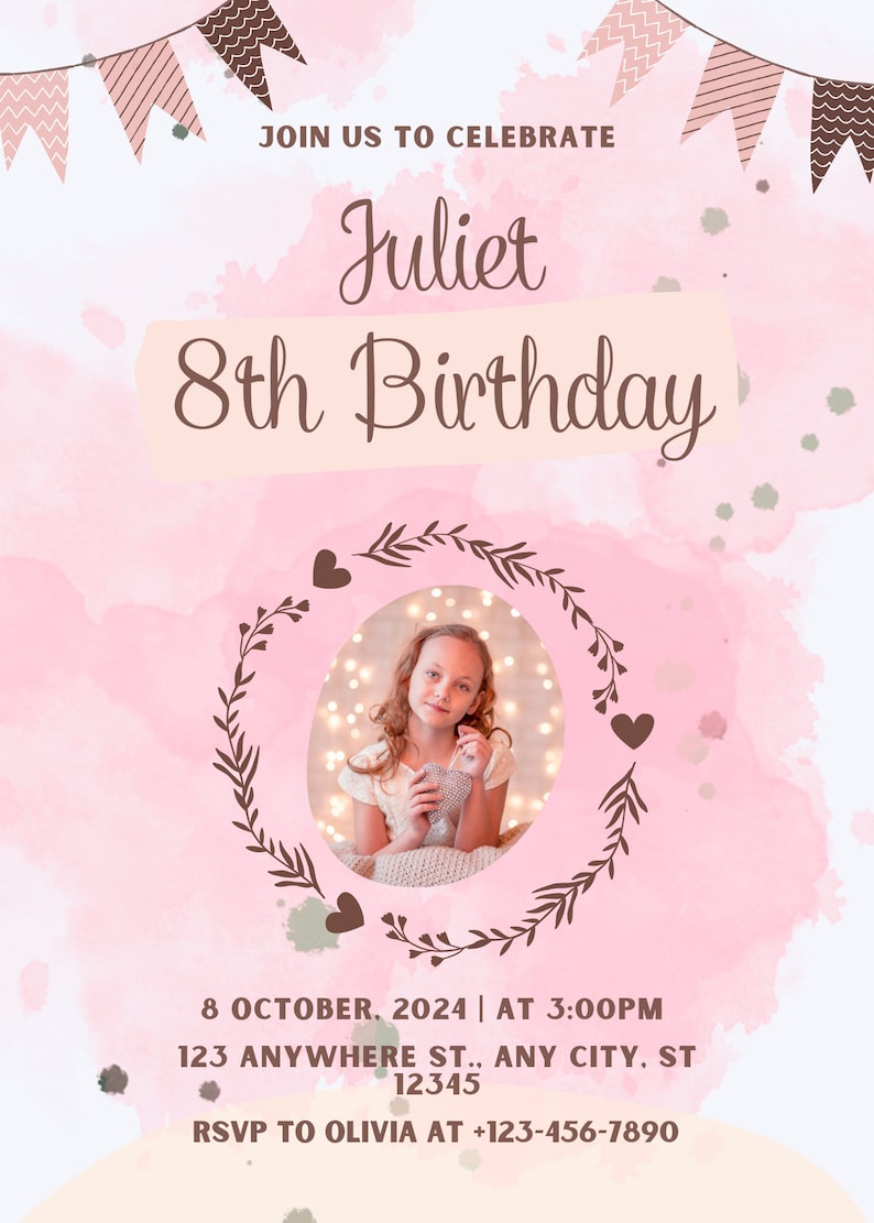Editable Birthday Invitation, Template Invitation, Modern Birthday ...
